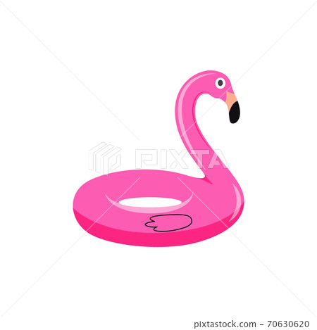 Flamingo rubber ring for kids beach, flat... - Stock Illustration ...