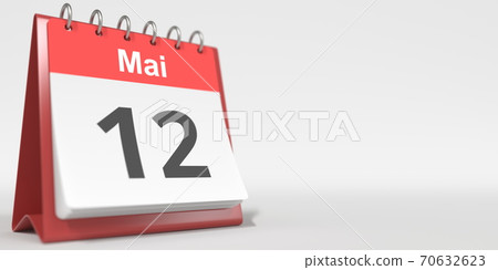 May 12 date written in French on the flip... - Stock Illustration ...