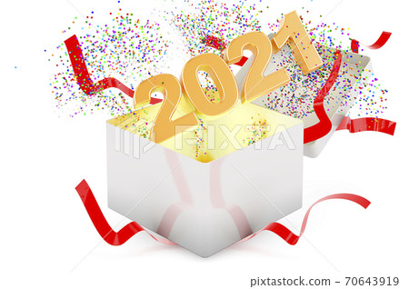 2021 inside gift box, New Year and Xmas... - Stock Illustration ...