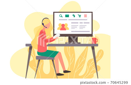 Female character is working in call center... - Stock Illustration ...