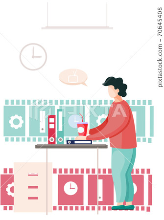 Time to work. Working day. Man in the office... - Stock Illustration ...