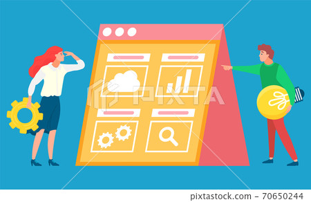 Statistics and Data Analysis, Board Screen Icons - Stock Illustration ...