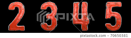 Set of numbers 2, 3, 4, 5 made of red painted... - Stock Illustration ...