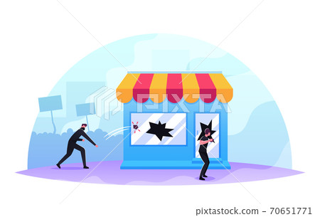 Masked Looters Breaking Store Showcase,... - Stock Illustration ...