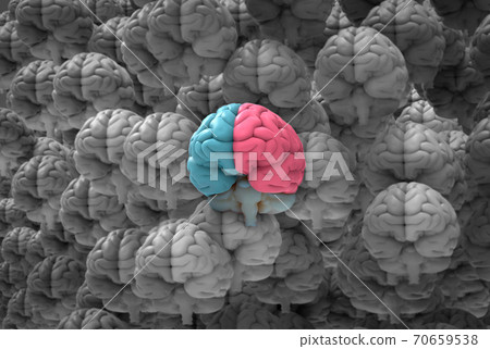 3D rendering crowd of human brains illustration - Stock Illustration ...