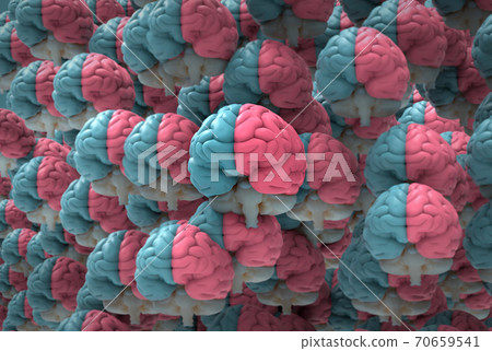 3D rendering crowd of human brains illustration - Stock Illustration ...