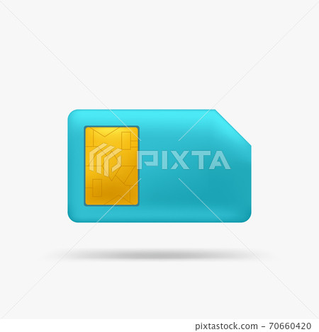 blue sim card front view on white - Stock Illustration [70660420] - PIXTA
