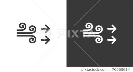 Wind with two arrows. Isolated icon on black... - Stock Illustration ...