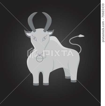 Ox in white metal colors - symbol 2021. Vector... - Stock Illustration ...