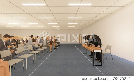 Press conference: Male apology, with desk, with... - Stock Illustration ...