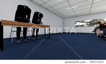 Press conference: Male apology, with desk, with... - Stock Illustration ...