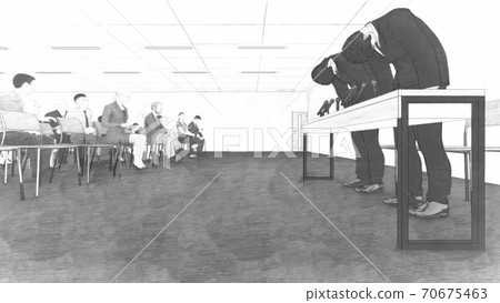 Press conference: Male apology, with desk, with... - Stock Illustration ...