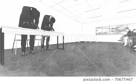 Press conference: Male apology, with desk, with... - Stock Illustration ...