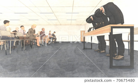 Press conference: Male apology, with desk, with... - Stock Illustration ...
