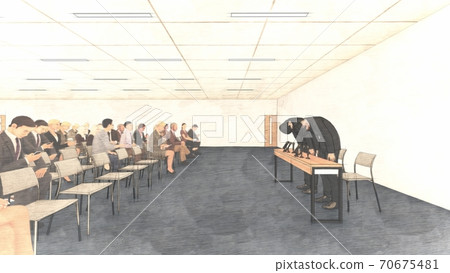 Press conference: Male apology, with desk, with... - Stock Illustration ...