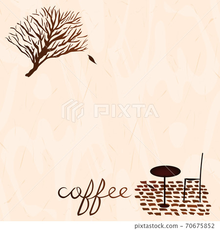 Cafe table and tree character background (cafe... - Stock Illustration ...