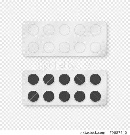 Blister packs of activated carbon tablets on... - Stock Illustration ...