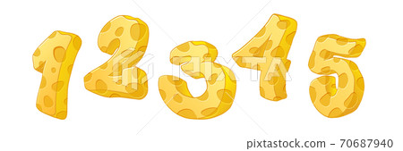 Cheese numbers part 1. Hand drawn numbers with... - Stock Illustration ...