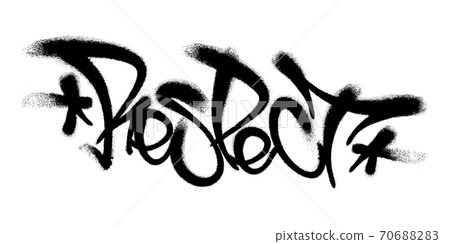Sprayed Respect font graffiti with overspray in... - Stock Illustration ...