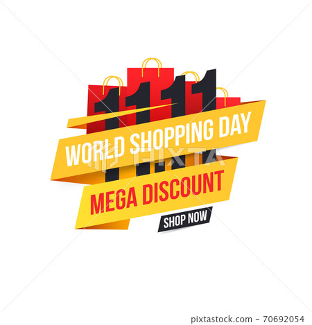Banner for World shopping day sale 11.11 with... - Stock Illustration ...