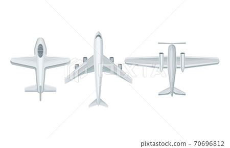 Jet Fighter and Aircraft Top View Vector Set - Stock Illustration ...