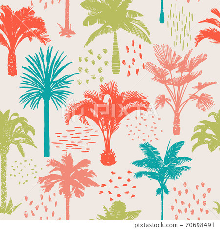 Botanical Aloha backround. Palm trees seamless... - Stock Illustration ...