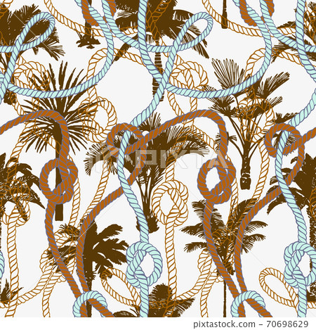 Palm tree mixed with twisted ropes seamless... - Stock Illustration ...