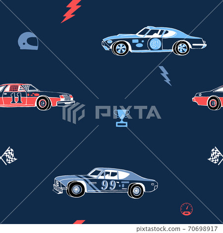 seamless pattern with Racing sport cars - Stock Illustration [70698917 ...