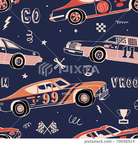 seamless pattern with Racing sport cars - Stock Illustration [70698924 ...