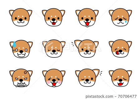 Shiba Inu illustration cute facial expression set - Stock Illustration ...