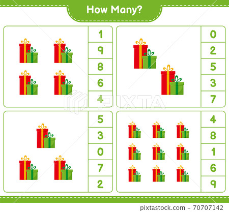 Counting game, how many Gift Boxes. Educational...-插圖素材 [70707142 ...
