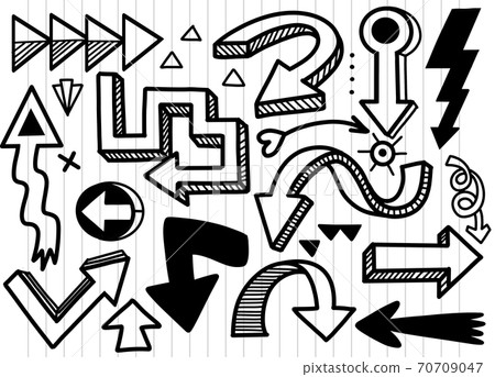 Hand drawn set of different Arrow. Different... - Stock Illustration ...