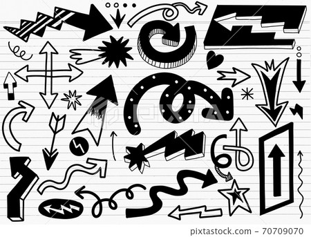 Hand drawn set of different Arrow. Different... - Stock Illustration ...
