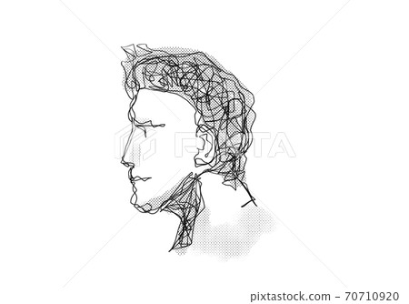 Male profile line art: screentone shaded - Stock Illustration [70710920 ...