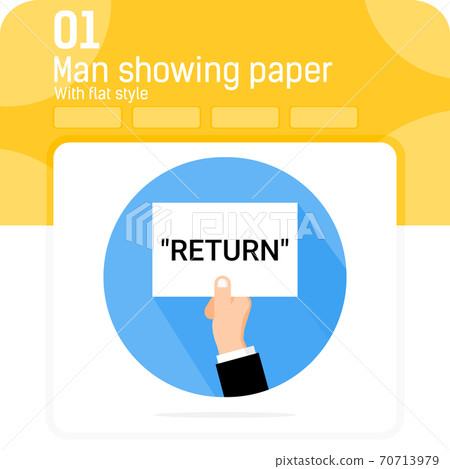 man showing paper return text premium... - Stock Illustration [70713979 ...