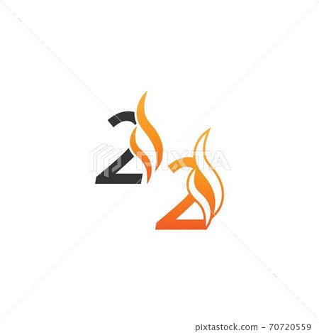 Number 2 and fire waves, logo icon concept design - Stock Illustration ...