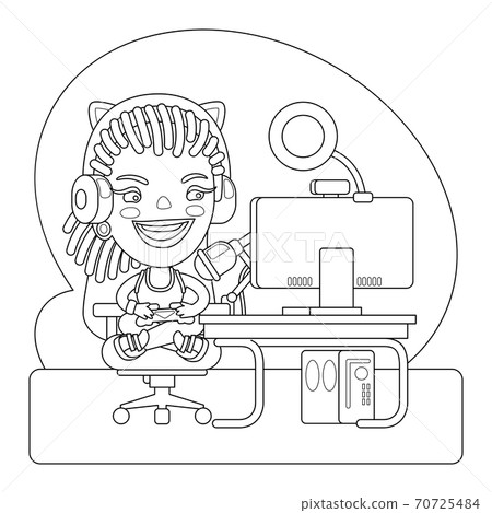Gamer Coloring Page - Stock Illustration [70725484] - PIXTA
