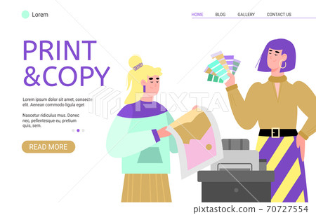 Print and copy service website with cartoon... - Stock Illustration ...