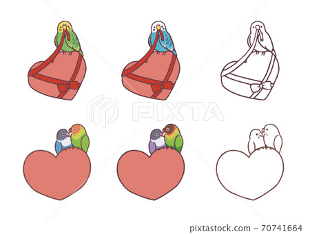 Heart and parakeet - Stock Illustration [70741664] - PIXTA