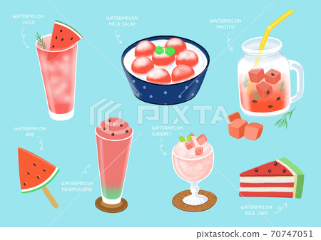 Summer food and drink for the menu hand drawn... - Stock Illustration ...