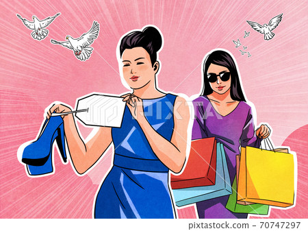 Shopping concept comic cartoon pop art retro... - Stock Illustration ...