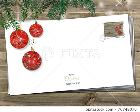 New Year Christmas wooden background, mockup - Stock Illustration ...