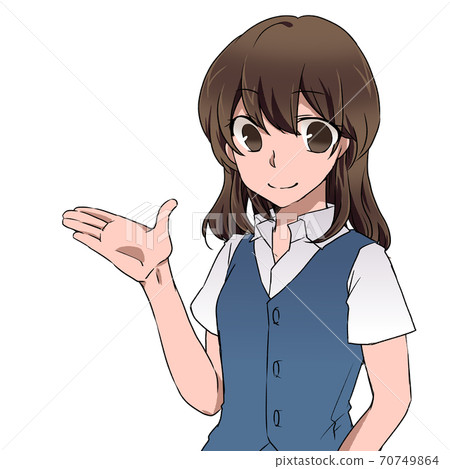 Woman raising one hand - Stock Illustration [70749864] - PIXTA