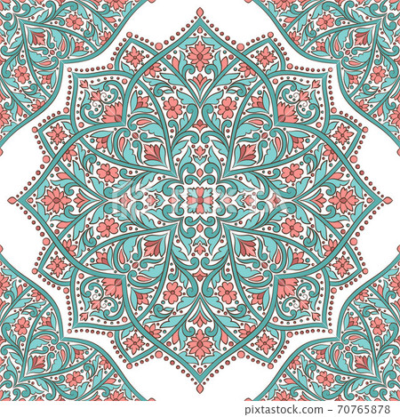 Turquoise and pink Turkish seamless pattern. - Stock Illustration ...