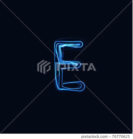 Lightning Realistic letter E, bright gloving...-插圖素材 [70770625] - PIXTA圖庫