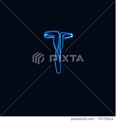 Lightning Realistic letter T, bright gloving... - Stock Illustration ...
