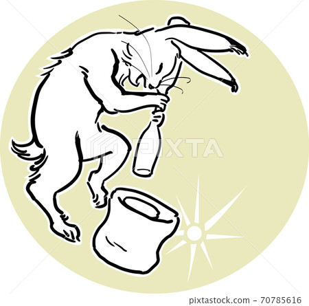 Choju-Giga-Rabbit poking rice cake - Stock Illustration [70785616] - PIXTA
