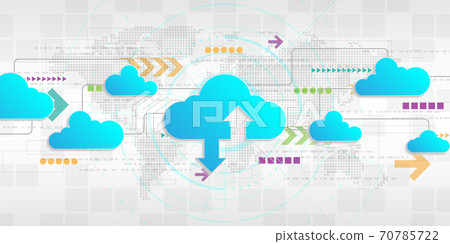 Cloud interface that shows data uploading to... - Stock Illustration ...