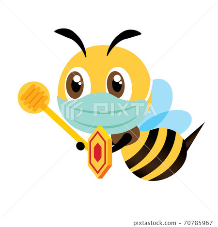Cartoon cute bee wearing surgical protective... - Stock Illustration ...