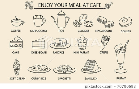 Cafe food icon set - Stock Illustration [70790698] - PIXTA